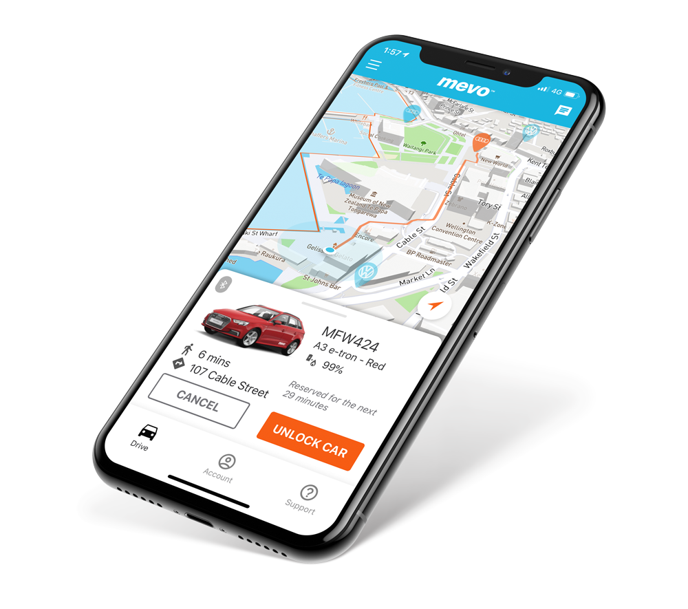 Mevo Car Share - Wellington's car on-demand with a tap in the app